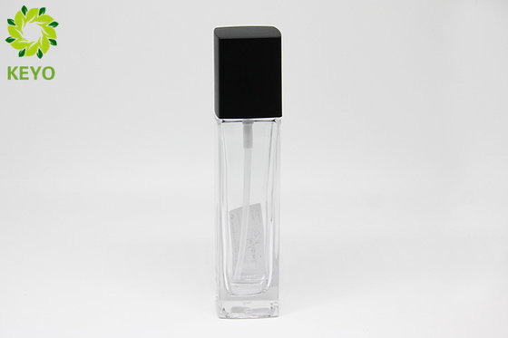 Transparent Empty Glass Pump Bottles Square Shape For Foundation / Concealer / Lotion