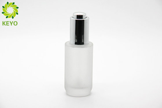 Frosted Glass Foundation Bottle , 30ml Glass Dropper Bottles For Essential Serum