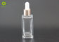 30ml Clear Glass Empty Cosmetic Bottles Square Shape For Essential Oil / Lotion