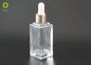 30ml Clear Glass Empty Cosmetic Bottles Square Shape For Essential Oil / Lotion